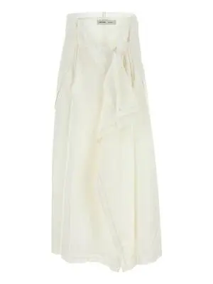 Carven Viscose Skirt With Front Slit And Button Closure - White
