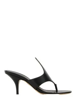 FERRAGAMO Leather Thong Mules - Black