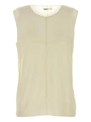 Khaite KHAITE Cream Stretch Cupro Crewneck Top Yellow