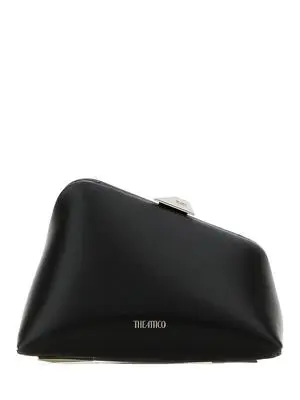 Attico Leather Clutch With Logo - Black
