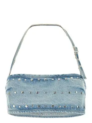 Gimaguas Denim Luna Crop Top With Metal Studs - Blue