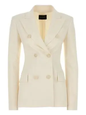 Andamane The Attico Ivory Stretch Gabardine Blazer - White
