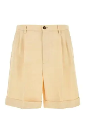 Valentino Garavani Bermuda Shorts With Inverted Pleats - Yellow