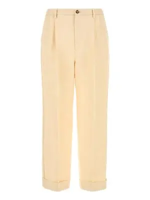 Valentino Garavani Jute Blend Tailored Trousers - Yellow