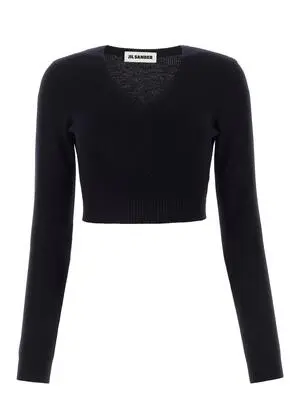 JIL SANDER Midnight Wool Cropped Sweater - Blue