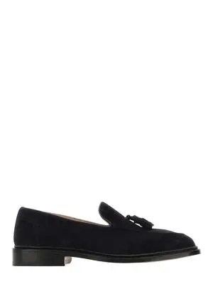 TRICKER'S Navy Suede Elton Loafers With Tassel Detailing - Blue