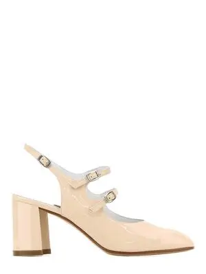 CAREL Patent Leather Slingback Pumps - Light Brown
