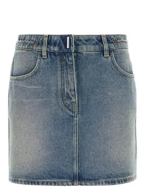 Givenchy Denim Mini Skirt With Chain Detail - Blue