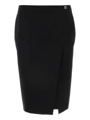 Givenchy Wool Midi Skirt With 4g Detail - Black