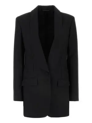 Givenchy Stretch Wool Blend Blazer With Striped Embroidery - Black