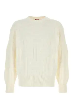 Kenzo Pure Cotton Embroidered Crew Neck Sweater - White