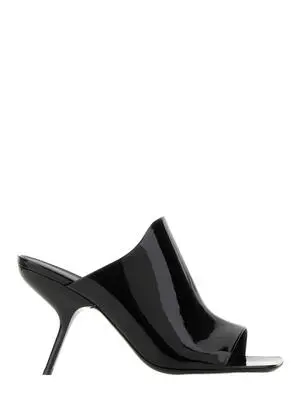 FERRAGAMO Embossed Logo Nappa Leather Slide Mules - Black
