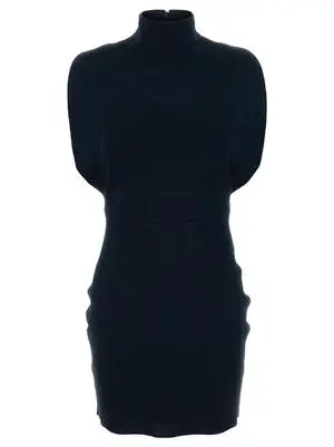 Alaïa Navy Stretch Viscose Blend Mini Dress - Blue