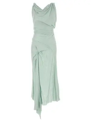 VICTORIA BECKHAM VICTORIA BECKHAM Sea Viscose Dress With Floral Embroidery And Knot Detail