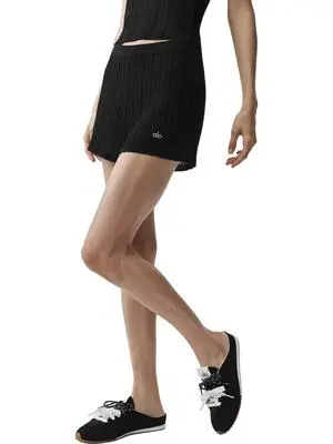 Alo Yoga Sweater High-waist Sunlit Short Top - Black