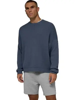 Alo Yoga ALO Domain Rib Knit Crewneck Sweater Bluestone