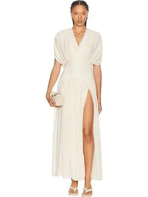 NICHOLAS Giana Deep Plunge Dress - Ecru