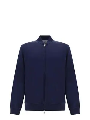 Brunello Cucinelli Cotton Zip Sweatshirt Ale Blue