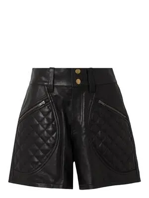 Isabel Marant Étoile Quilted Leather High-rise Shorts - Black