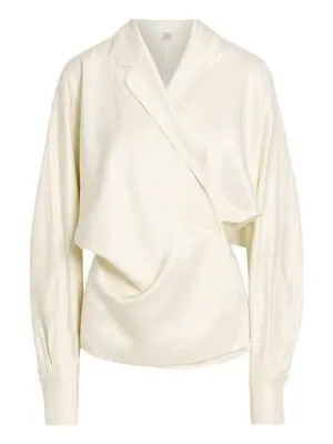 TOTEME Satin Wrap Blouse - Ecru