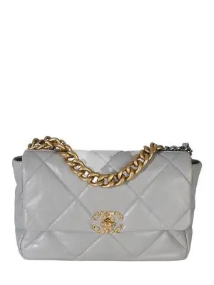 Chanel Chanel Grey Quilted Lambskin 19 Flap Bag Gray
