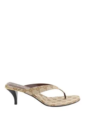 Gucci Vittoria Gg Fabric Flip Flops - Beige
