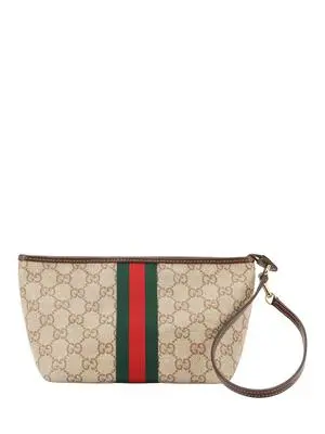 GUCCI GG Fabric Clutch With Nastro Web Detail