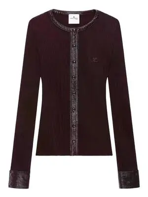 COURREGES Ribbed-knit Cardigan With Vinyl Trim - Red