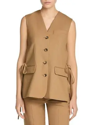 Marni Side Tie V-neck Waistcoat - Biscuit