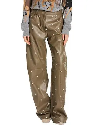Stella McCartney Embellished Wide Leg Pants - Mud
