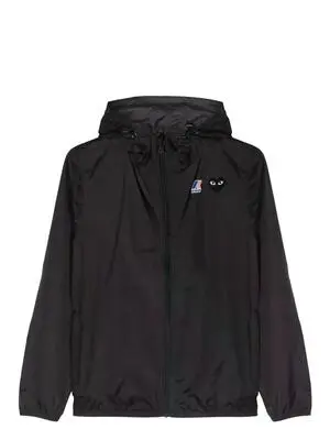 Play Comme Des Garcon X K-way Logo Patch Hooded Jacket - Black