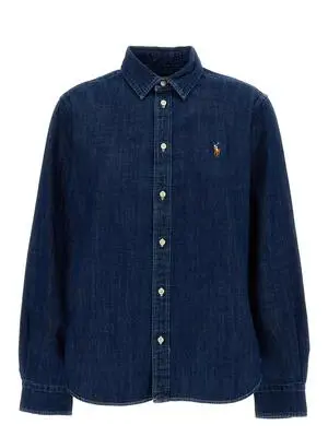 Polo Ralph Lauren Polo Ralph Lauren Cotton-Denim Shirt With Embroidered Pony Logo Blu