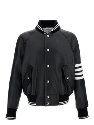 Thom Browne Oversized Leather Bomber Jacket - Nero