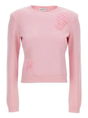 SELF-PORTRAIT Floral Lace Knit Sweater - Rosa