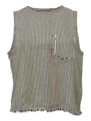 ALEXANDER WANG Pinstripe Raw-edge Top - Neutrals