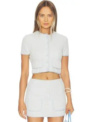 Devon Windsor Kai Cropped Knit Jacket - Baby Blue