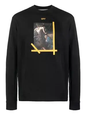 Off-White Painting-print Long-sleeve T-shirt - Black