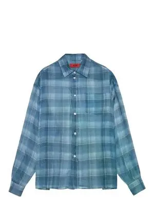424 Check-print Chest-pocket Shirt - Blue
