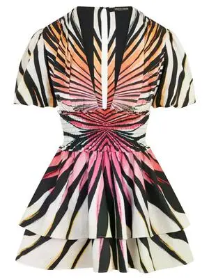 Roberto Cavalli Printed Mini Dress - Neutrals