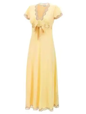 Rixo Marlice Silk Midi Dress - Yellow