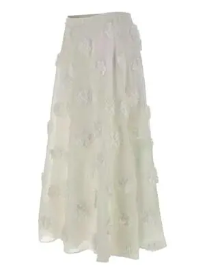 HERSKIND Organza Floral Appliqué Skirt - Neutrals