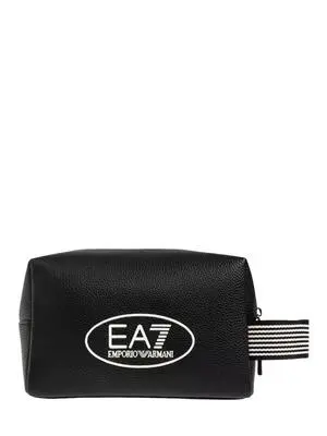 EA7 Logo Print Cosmetic Bag - Black