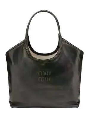 Miu Miu Ivy Logo-embossed Tote Bag - Black