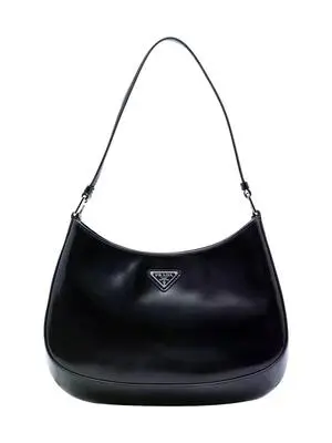 Prada Spazzolato Leather Cleo Shoulder Bag - Black