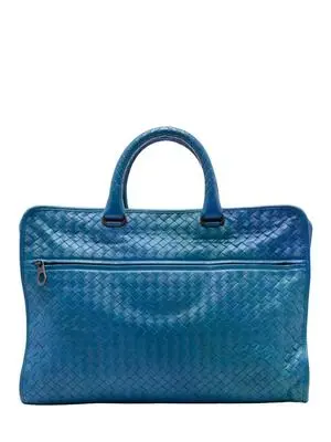 Bottega Veneta Intrecciato Nappa Leather Briefcase - Blue