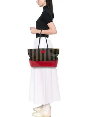 Fendi Pequin Canvas Roll Tote Bag - Brown