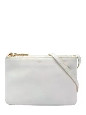Celine Small Lambskin Trio Crossbody Bag - White