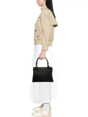 Gucci Gg Canvas Bamboo Tote Bag - Black