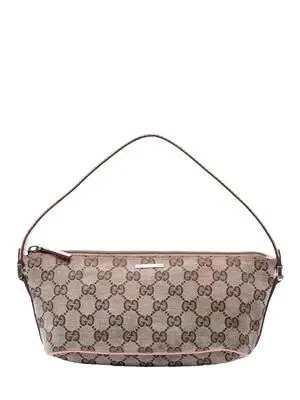 Gucci Gg Canvas Web Boat Shoulder Bag - Pink