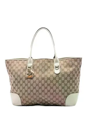 Gucci Gucci GG Canvas Heart Bit Tote Bag White